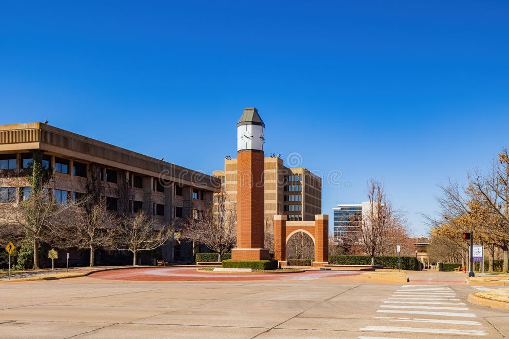 Sunny Exterior View of the Clock Tower of University of Oklahoma ...
