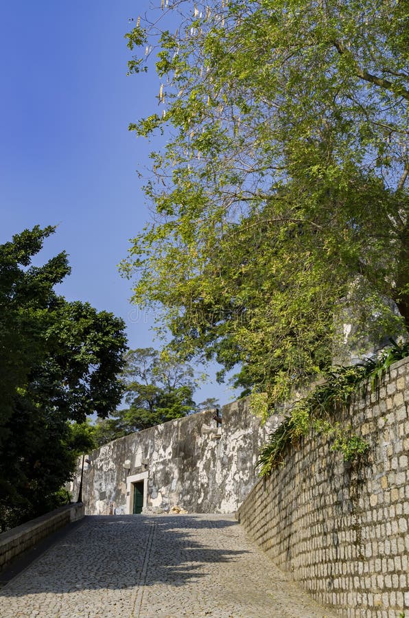 Sunny Exterior View of the Monte Fort Stock Image - Image of macau ...