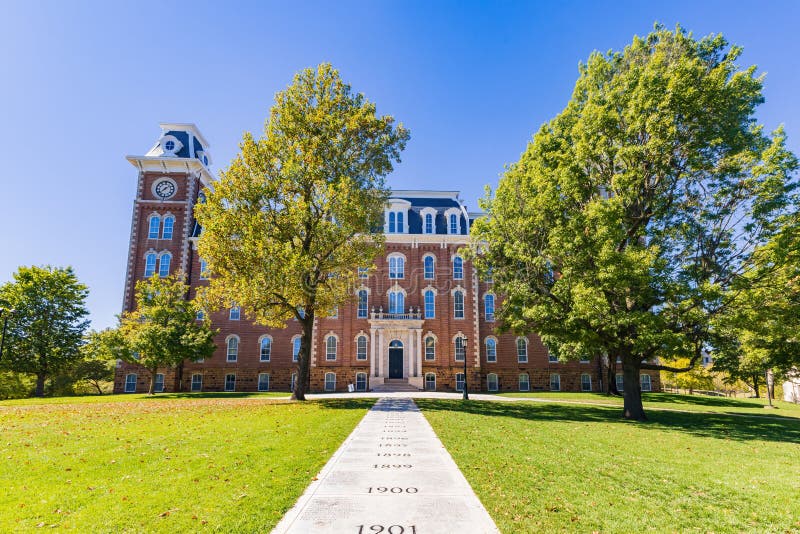 Sunny Exterior View of the Old Main of University of Arkansas Stock ...