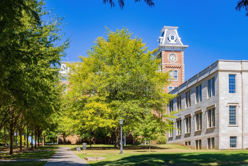 Sunny Exterior View of the Old Main of University of Arkansas Stock ...