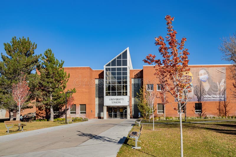 Sunny Exterior View of the University Union with Fall Color Editorial ...