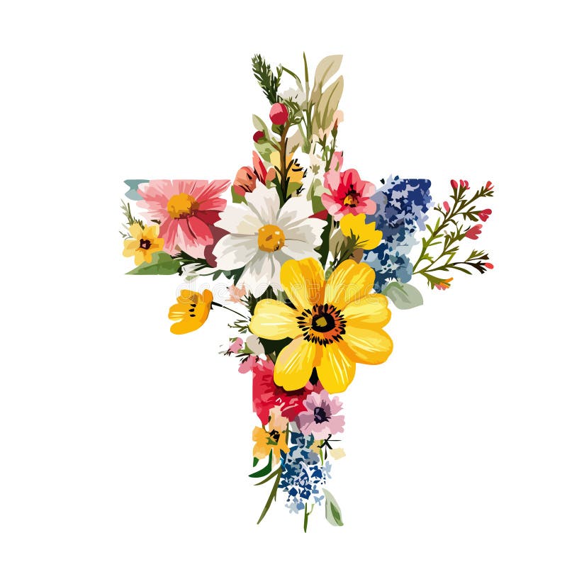 Sunny Flower Cross Design stock vector. Illustration of religious ...