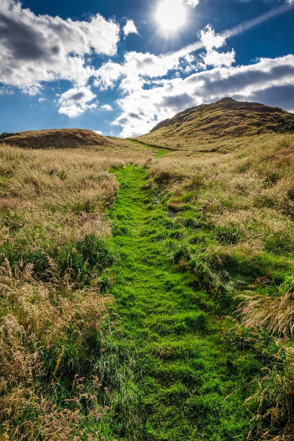 Sunny footpath to the hill stock image. Image of outdoor - 27129085