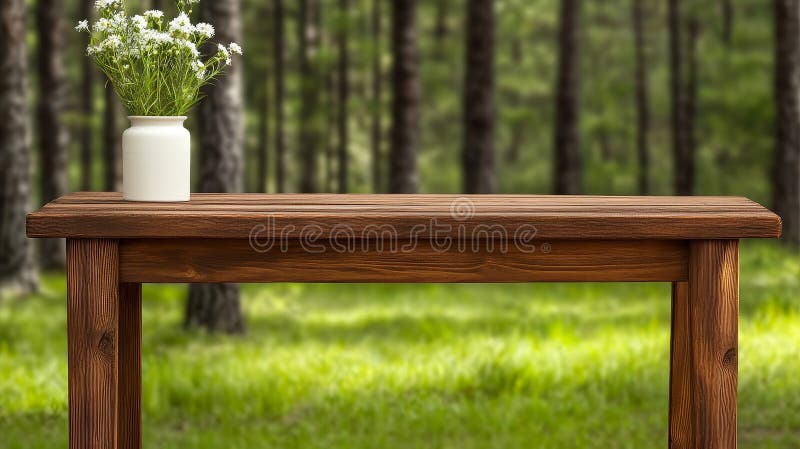 Sunny Forest Wooden Tabletop Rustic Wooden Table in a Sundrenched ...