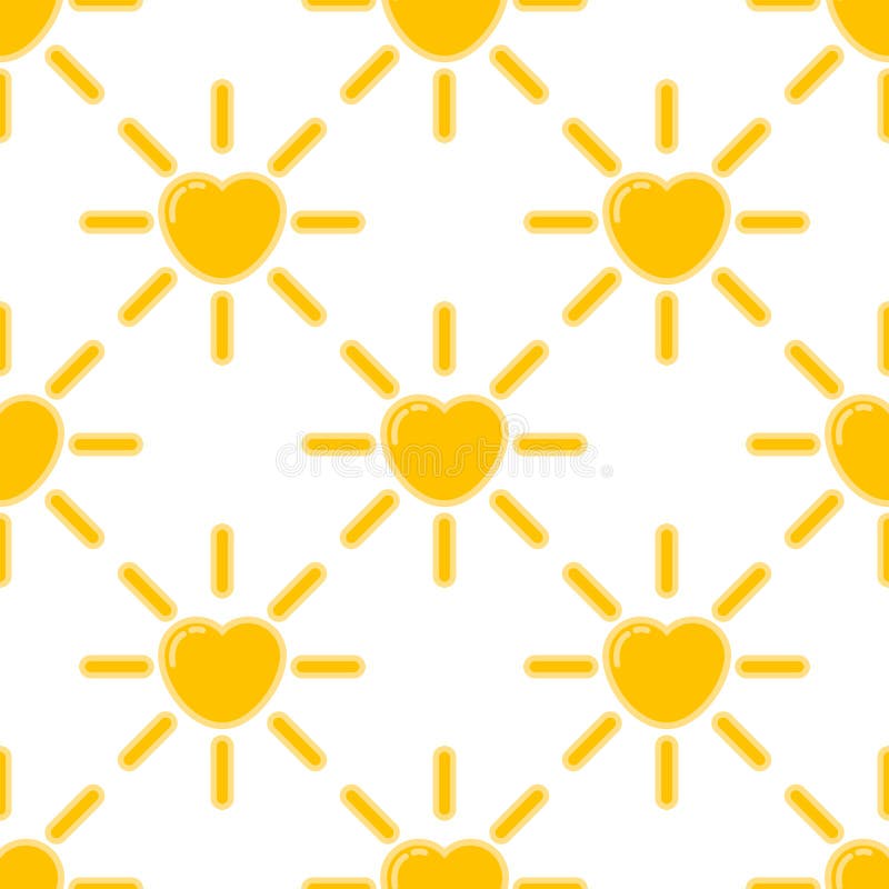 Sunny Heart Vector Seamless Pattern Stock Vector - Illustration of ...