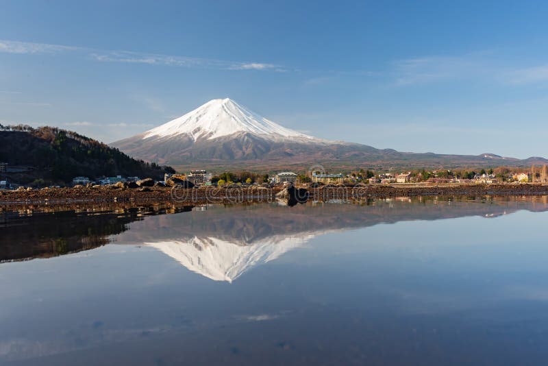 Sunny High Angle View of the Mt. Fuji with Cityscape Editorial Stock ...