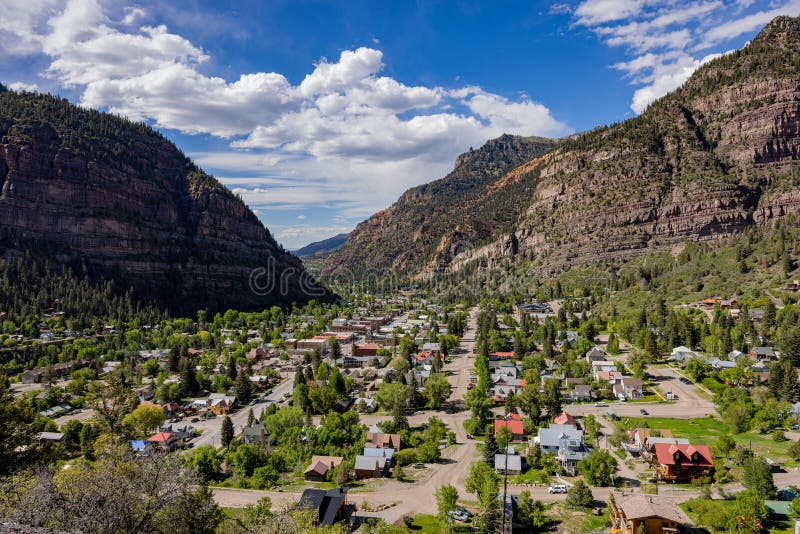 Sunny High Angle View of the Ouray Town Stock Image - Image of angle ...