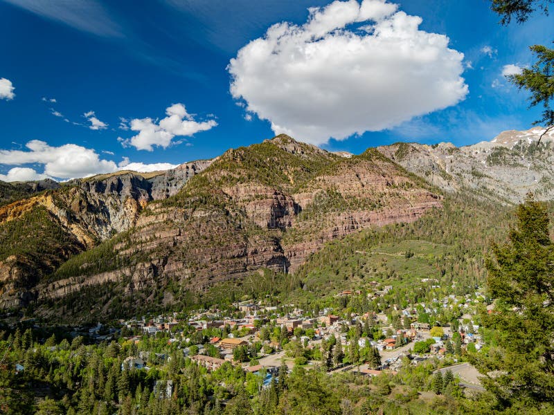 Sunny High Angle View of the Ouray Town Stock Photo - Image of united ...