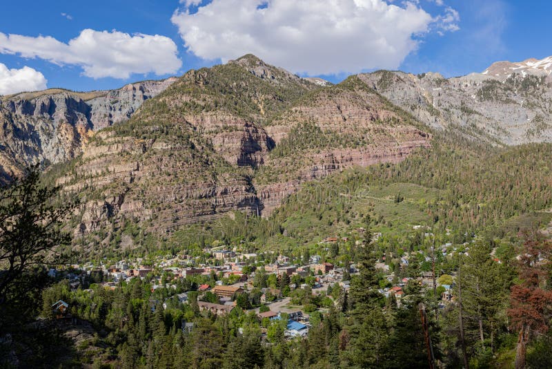 Sunny High Angle View of the Ouray Town Stock Photo - Image of view ...
