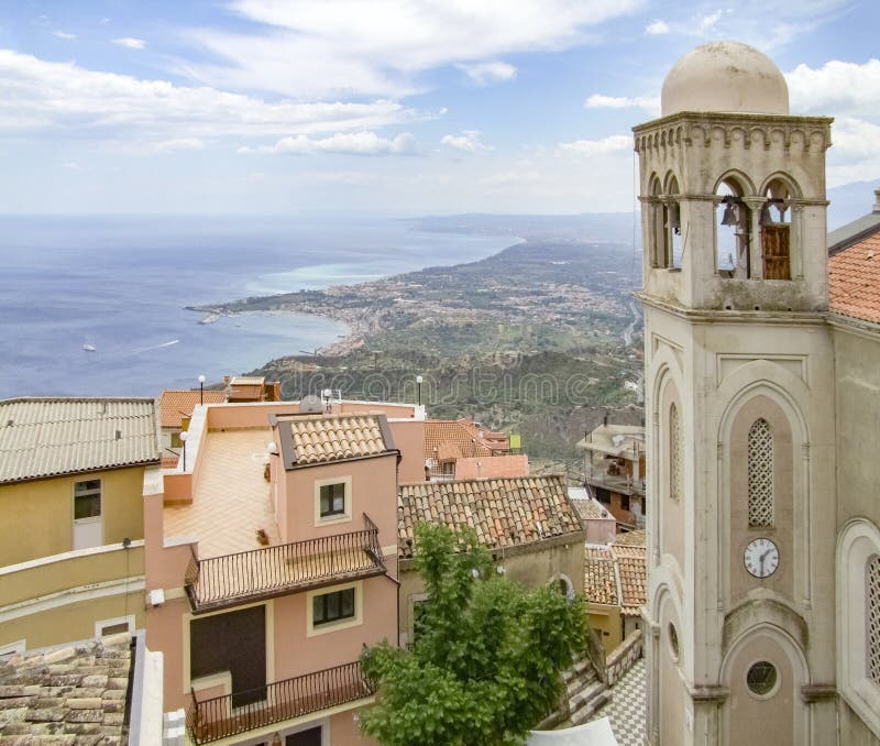 Castelmola on Sicily Island Stock Photo - Image of naxos, house: 165126930