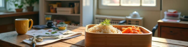 Sunny Kitchen Table Rice Vegetables Cozy Home Setting Stock Photos ...