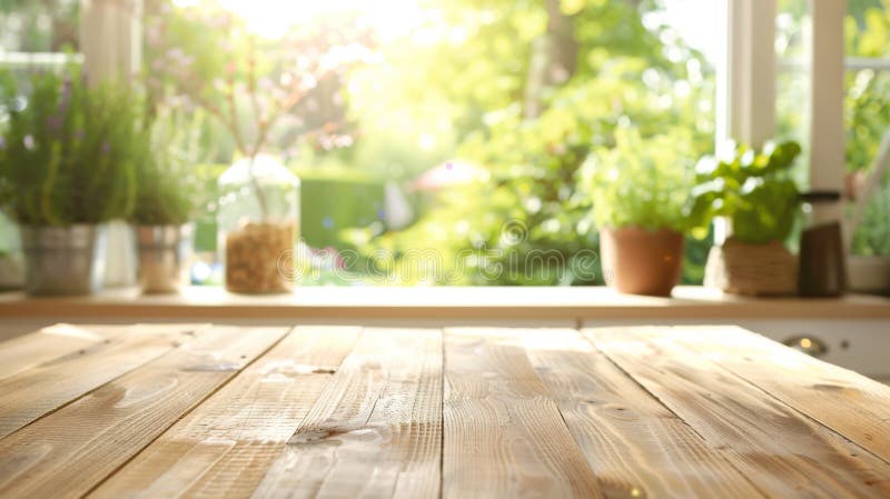 Sunny Kitchen Window, Plants on Sill Stock Illustration - Illustration ...