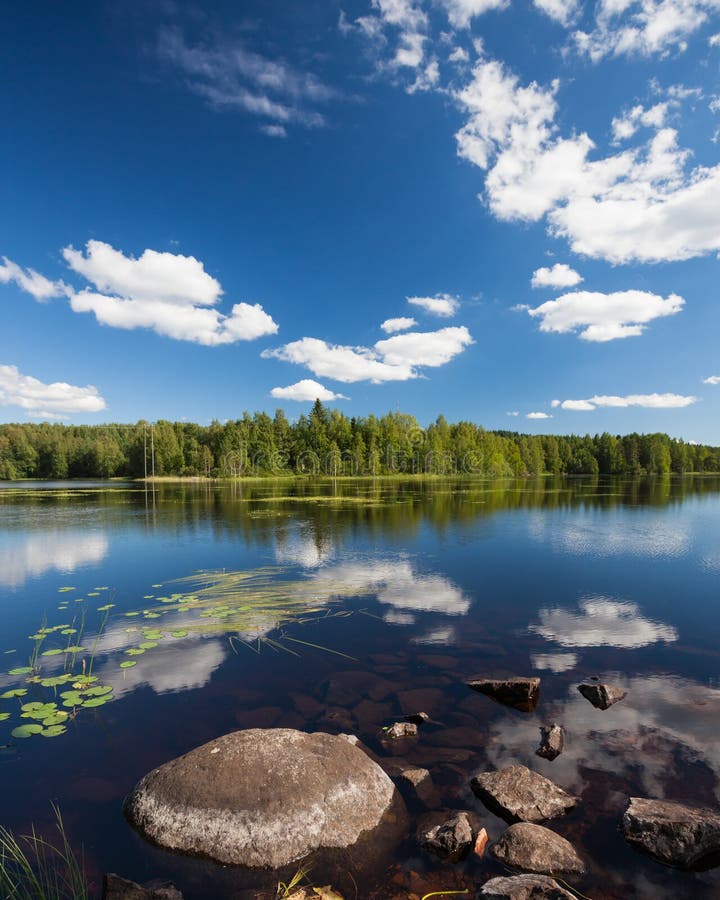 Sunny Lake Landscape from Finland Stock Image - Image of finnish ...