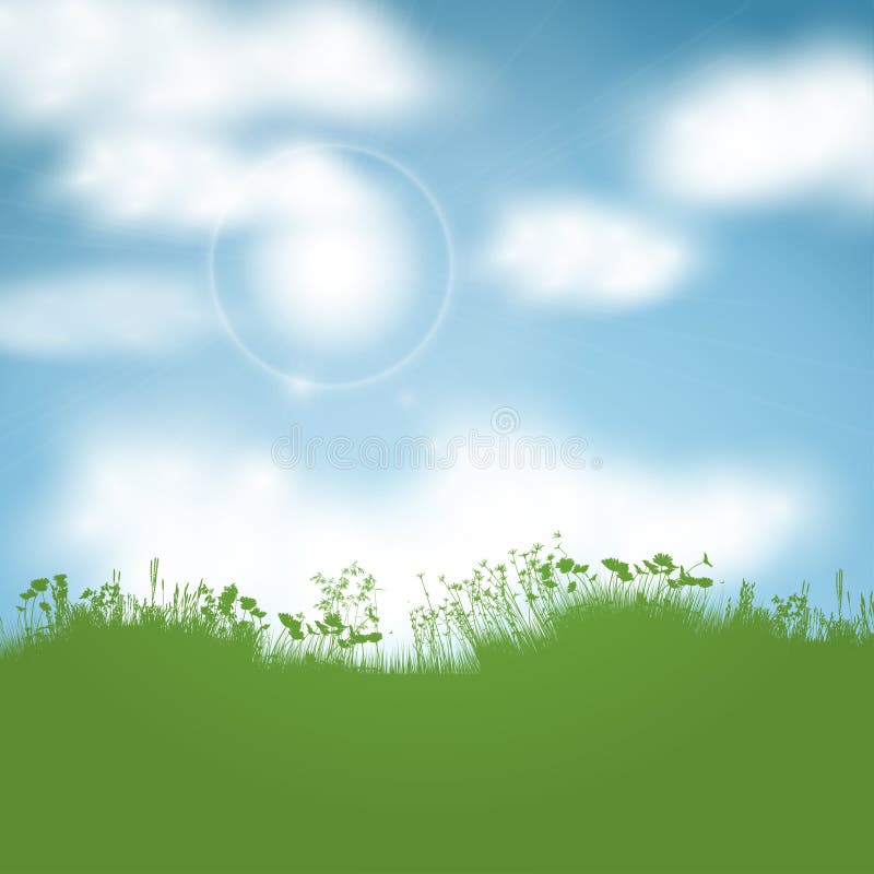 Sunny Landscape Road Success Green Trees Stock Vector - Illustration of ...