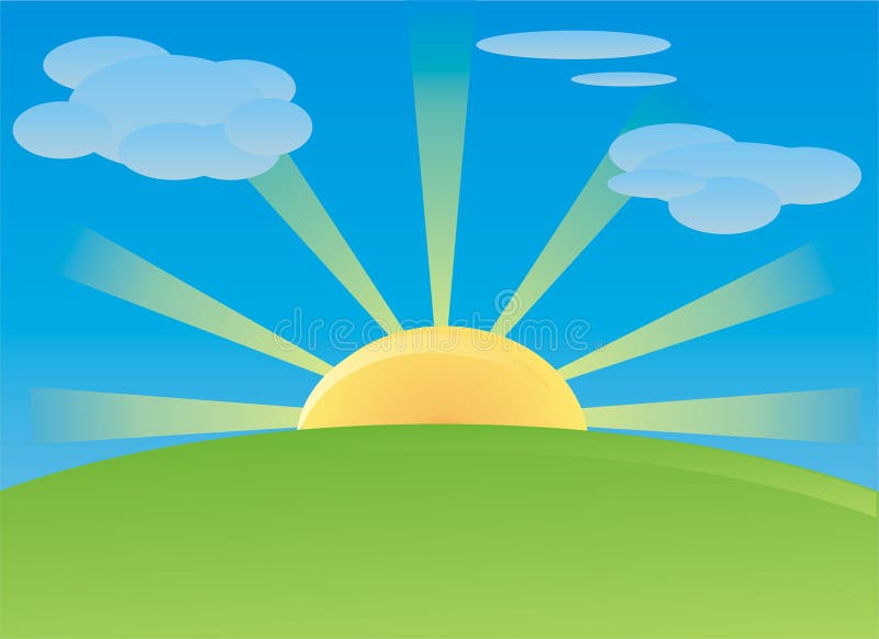 Sunny landscape stock vector. Illustration of rainbow - 9204316