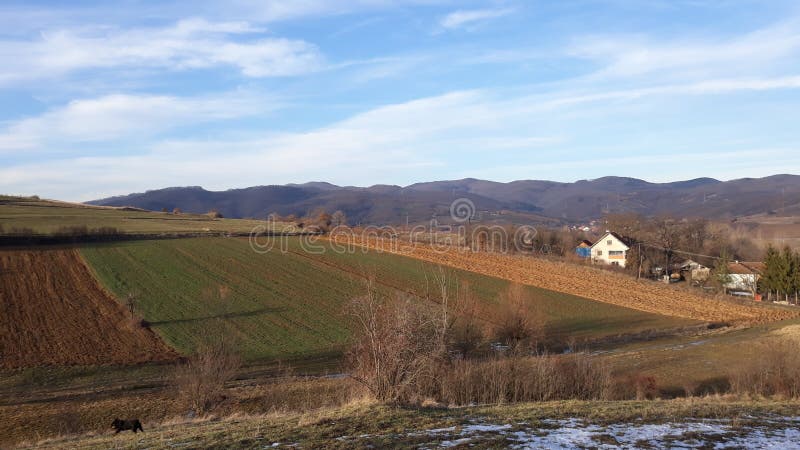 Village on Sunny Day Blue Sky Stock Image - Image of blue, village ...