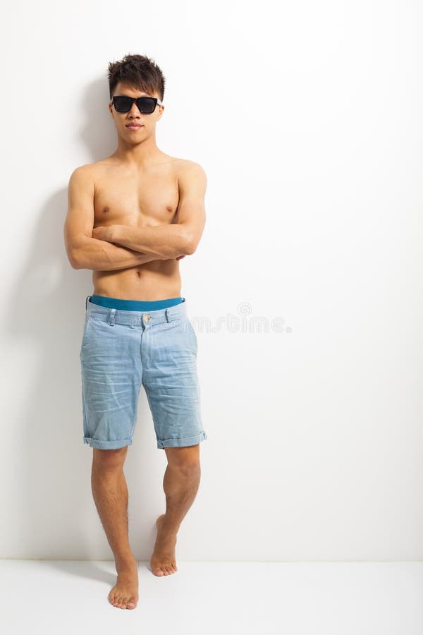 Sunny Man Cross Arms and Standing Stock Photo - Image of healthy ...