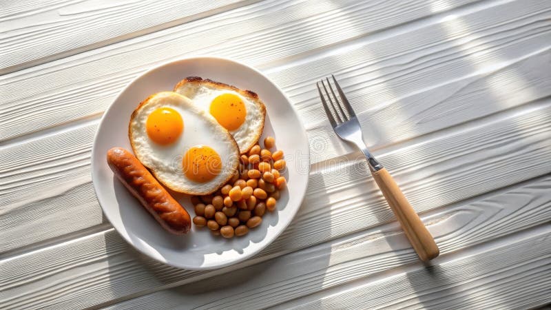 A Sunny Morning Breakfast Plate Featuring Fried Eggs, Sausage, and ...