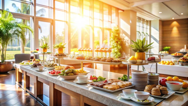 A Sunny Morning Buffet Display Featuring an Array of Delicious Pastries ...