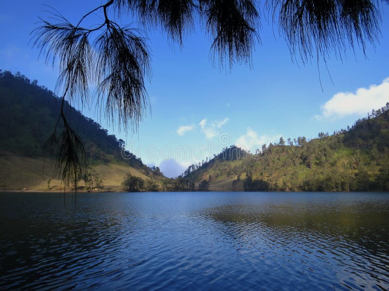 Sunny Morning on the Ranukumbolo Lake in East Java Indonesia Stock ...