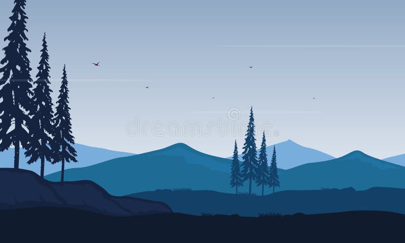 Sunny Morning with Stunning Natural Scenery. Vector Illustration Stock ...