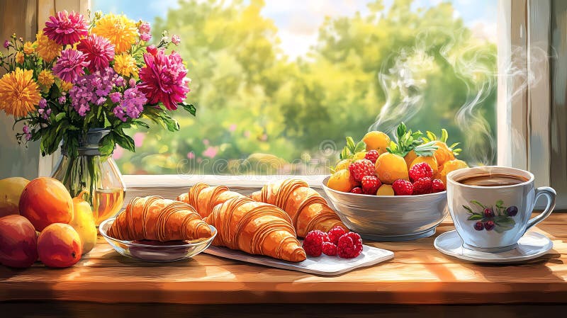 Sunny Morning Window Still Life Illustration Stock Photos - Free ...