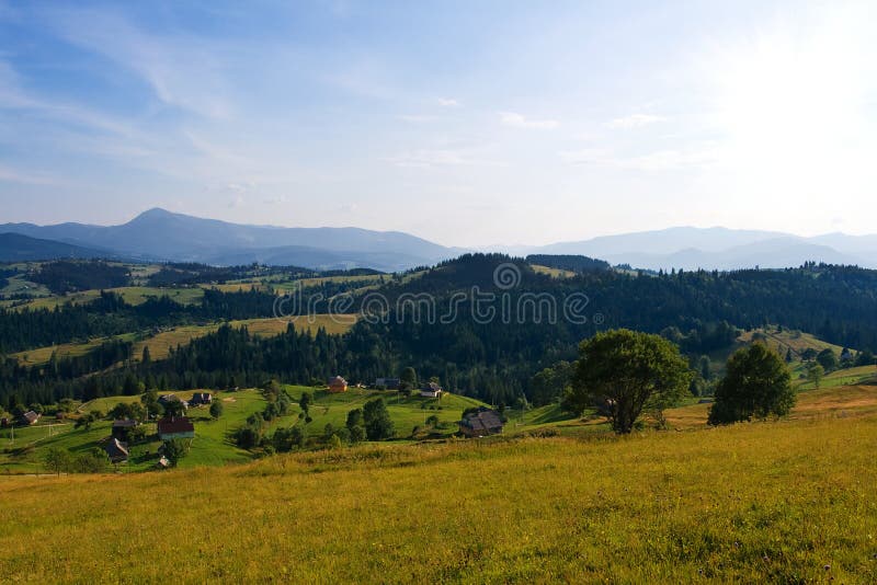 Sunny mountain valley stock image. Image of clouds, valley - 11273583