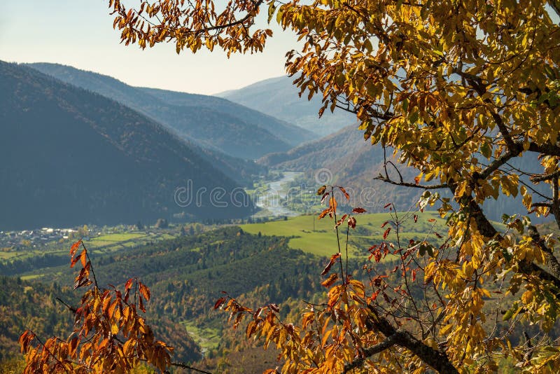 Sunny mountain valley stock photo. Image of peaceful - 260748552