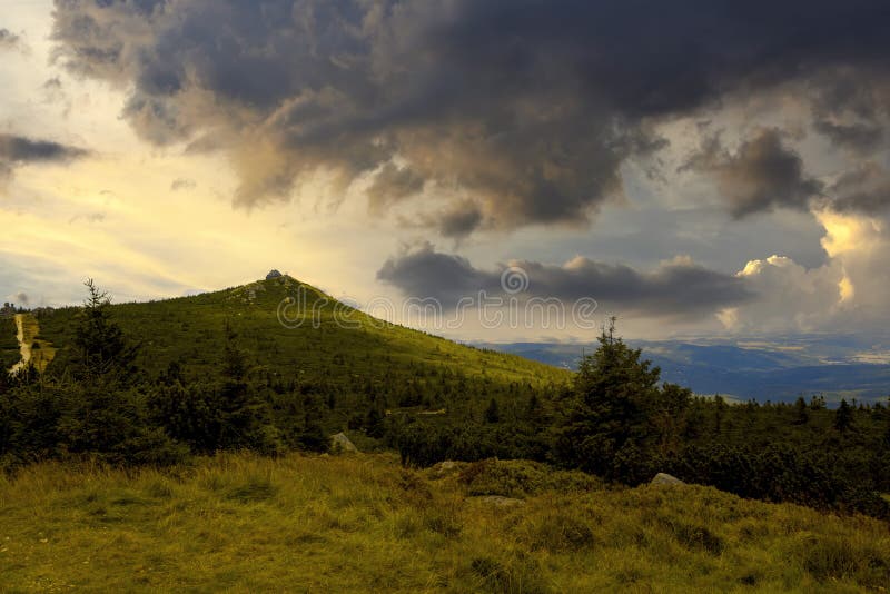 Sunny October View of the Sudetes Stock Image - Image of natural ...