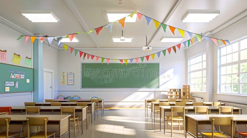 Bright Classroom with Colorful Decorations. Perfect for an Educational ...