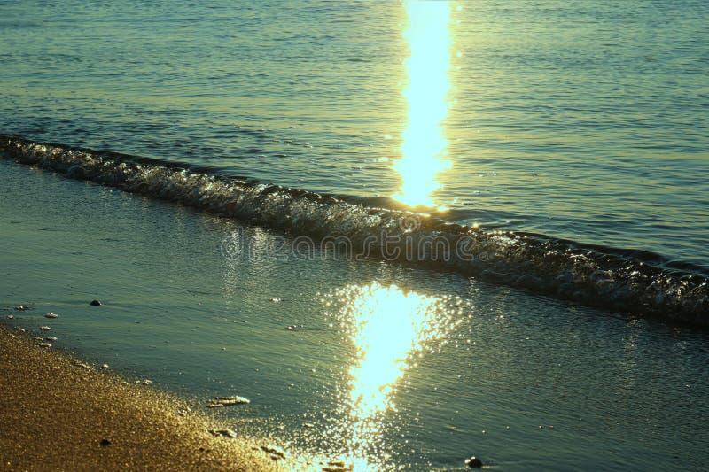 Sunny Path on the Turquoise Waves of the Sea Stock Image - Image of ...