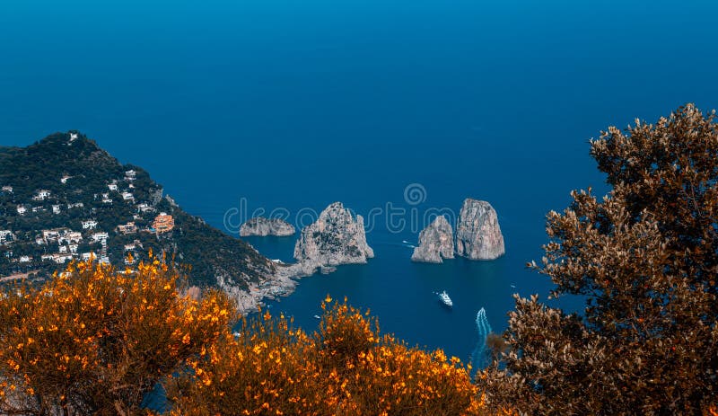 Sunny Postcard of Capri Island, Italy Stock Image - Image of italy ...