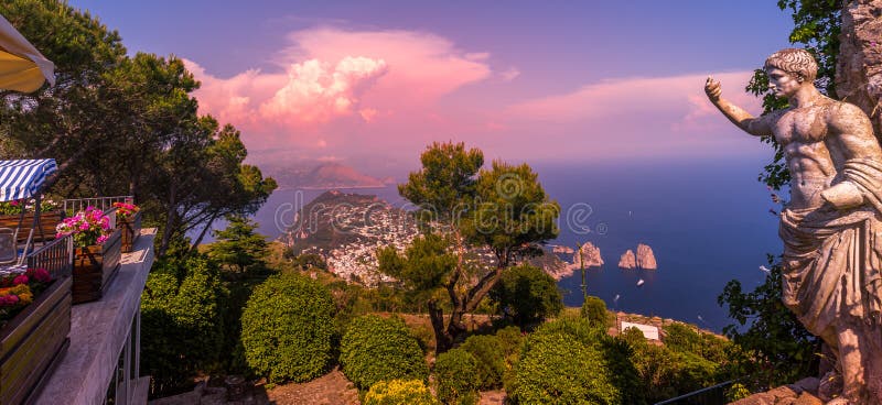 Sunny Postcard of Capri Island, Italy Stock Image - Image of island ...