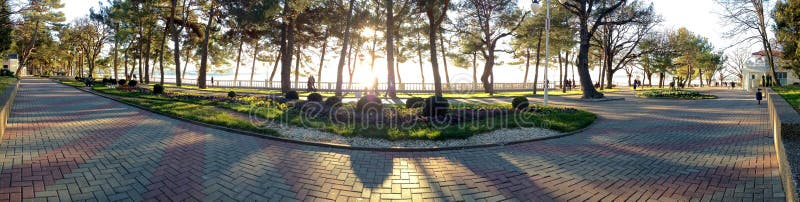 Sunny promenade. Panorama stock photo. Image of light - 28840164