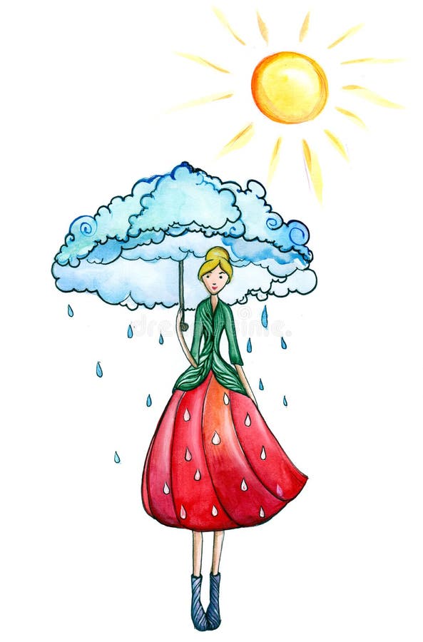 Sunny rain stock illustration. Illustration of cloud - 24527663