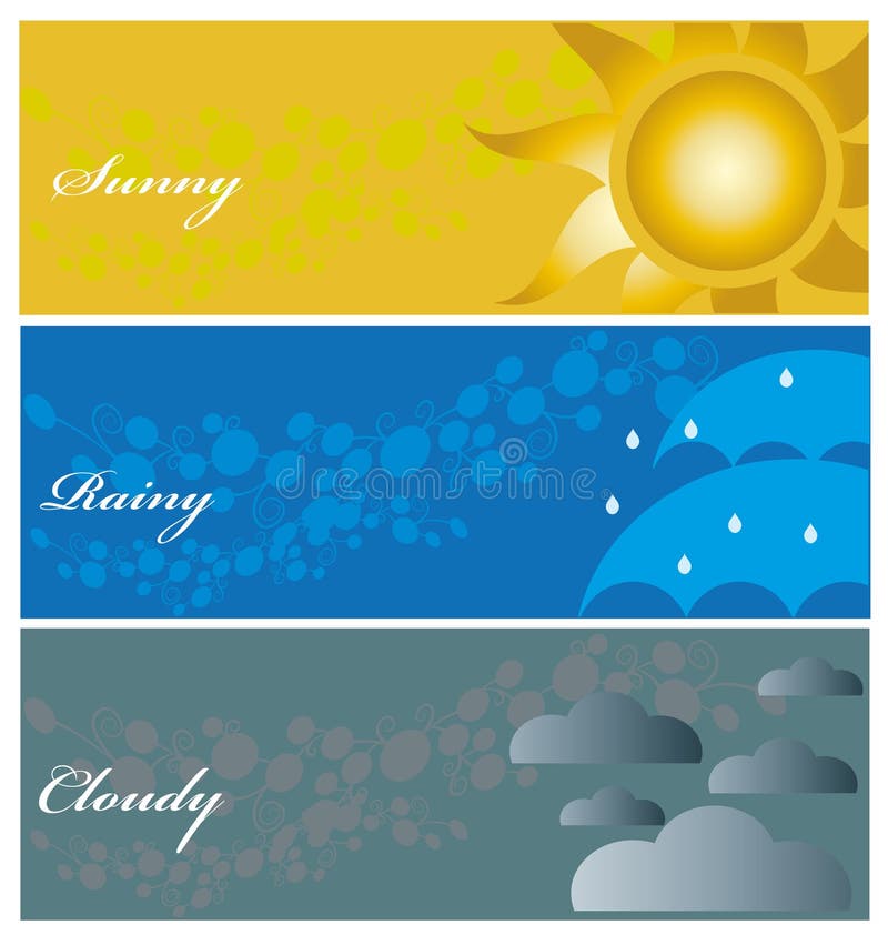 Sunny Rainy Cloudy stock vector. Illustration of rain - 28614536