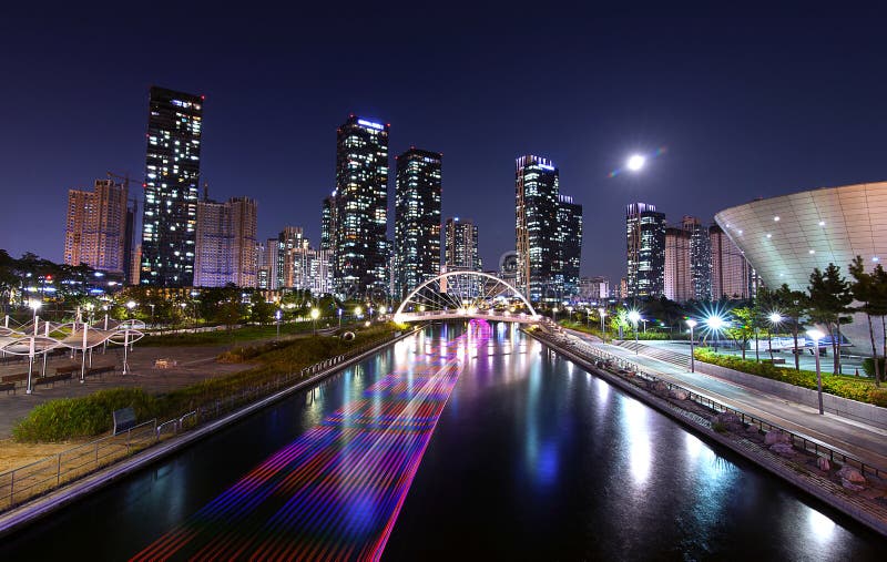City land editorial image. Image of blue, bridge, lights - 49300870