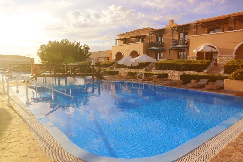 Sunny Resort with Swimming Pool Stock Image - Image of umbrella, travel ...