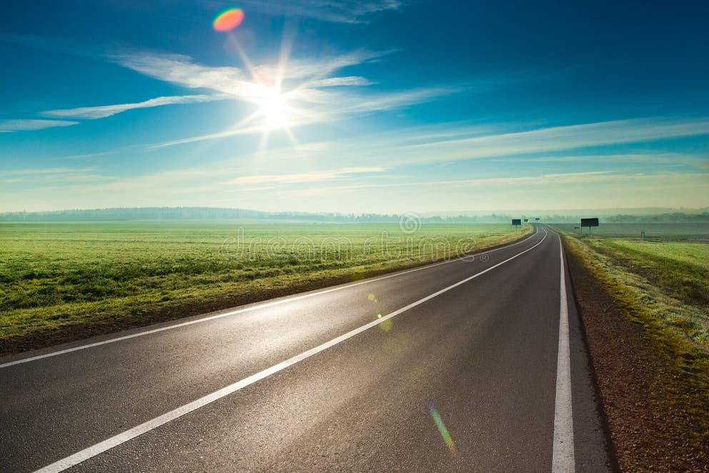 Sunny road stock photo. Image of color, country, background - 17261018