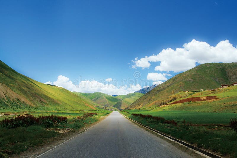 Sunny road stock photo. Image of shadow, sichuan, plateau - 27742688