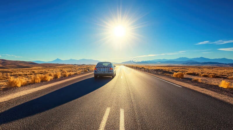 Sunny Road Trip Long Journey Stock Image - Image of driving, open ...