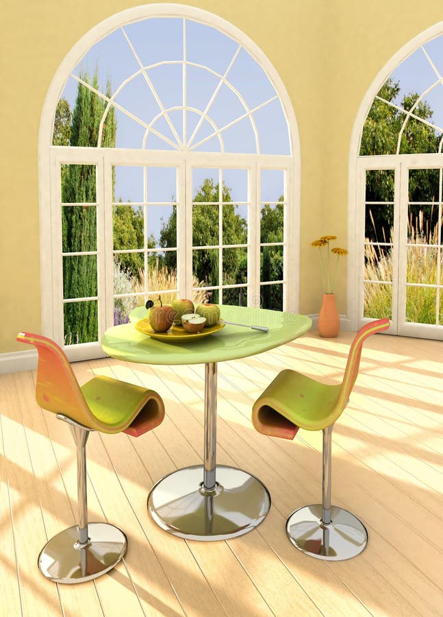 Sunny room stock photo. Image of design, chirs, apple - 2473598