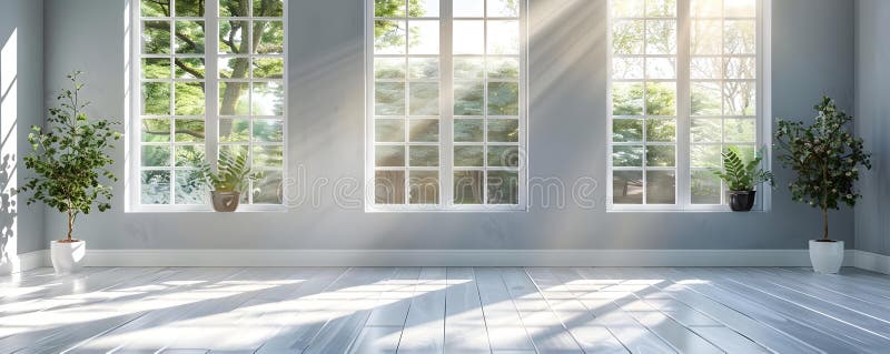 Sunny Room with Clear Windows and Blank Space for Text. Concept Window ...