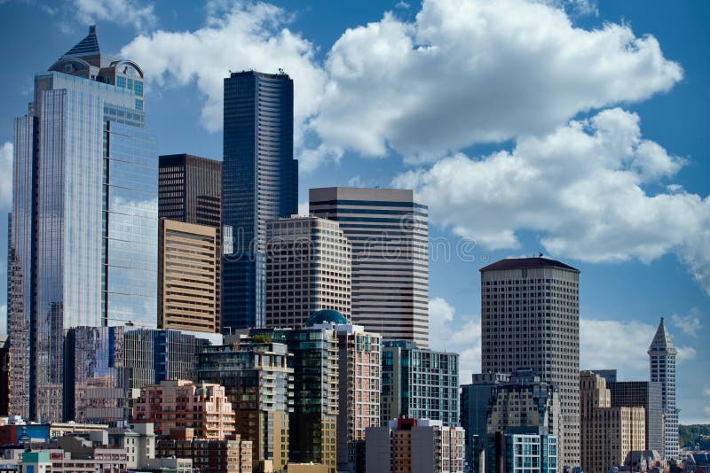 Sunny Seattle Skyline stock photo. Image of modern, detail - 170832598