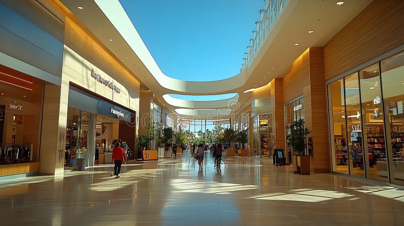 Sunlit Modern Mall Interior Stock Illustration - Illustration of ...