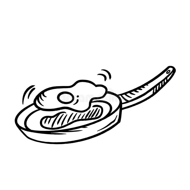 Frying Pan and Egg Black and White Vector Drawing Stock Vector ...