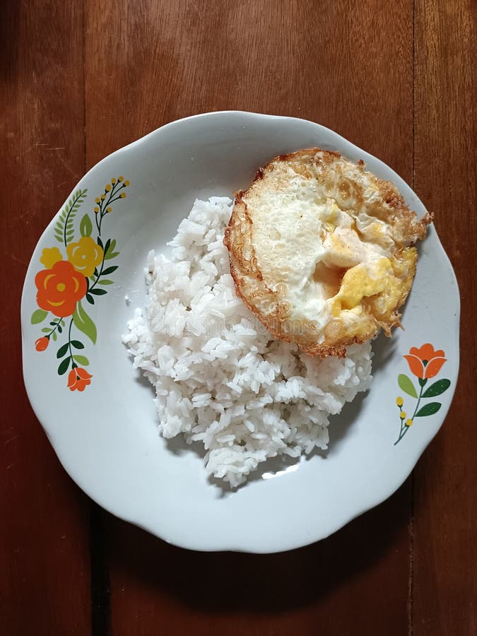 Sunny Side Up Egg and White Rice Stock Photo - Image of sunny ...