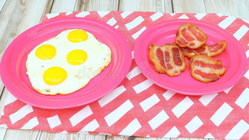 Sunny-side-up Eggs and Bacon Breakfast Picnic Stock Photo - Image of ...