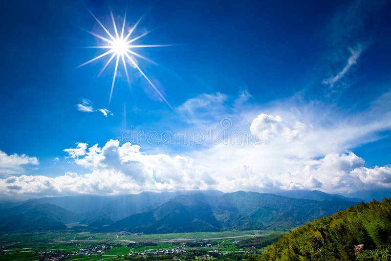 Sunny sky stock image. Image of rays, blue, cloud, light - 12286573