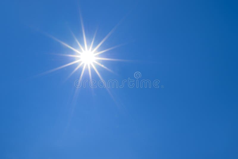 Real Shining Sun at Clear Blue Sky Stock Image - Image of outdoor, star ...